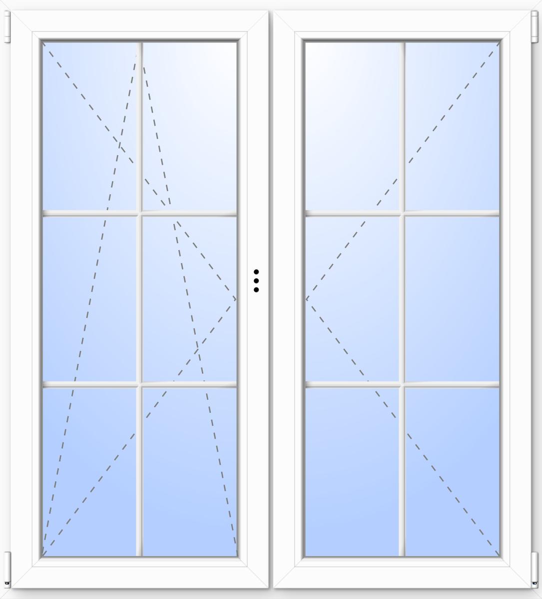 Balkon Doppeltür ohne Pfosten "Oskar" 2-fach Verglasung GEALAN Profil 6 ...